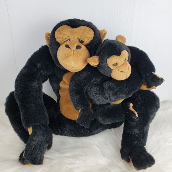 E&J Prima Classic | Toys | Ej Prima Black Brown Monkey Chimpanzee Ape Mom Mother Baby Plush 9 ...